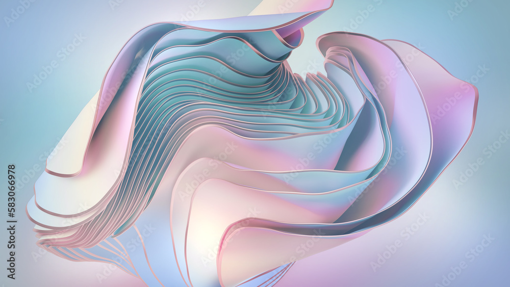 3d rendering, abstract soft pastel pink blue textile background with ...