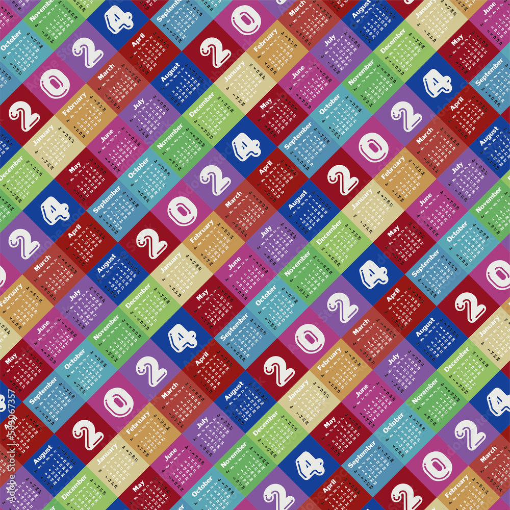 The seamless background with 2024 year calendar. Stock Illustration ...