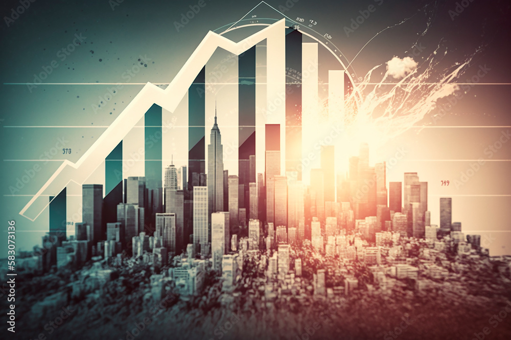 The concept of economic crisis and digital indicators are superimposed ...