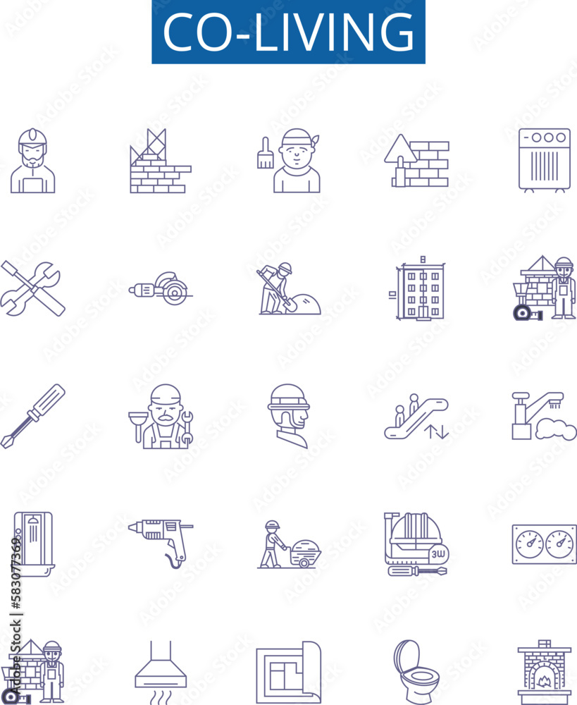 Co-living line icons signs set. Design collection of Co housing ...