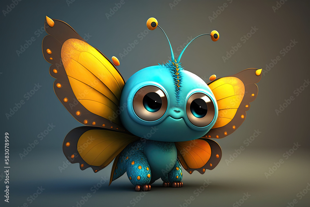 Cute Cartoon Butterfly Character, generative AI Stock Illustration ...