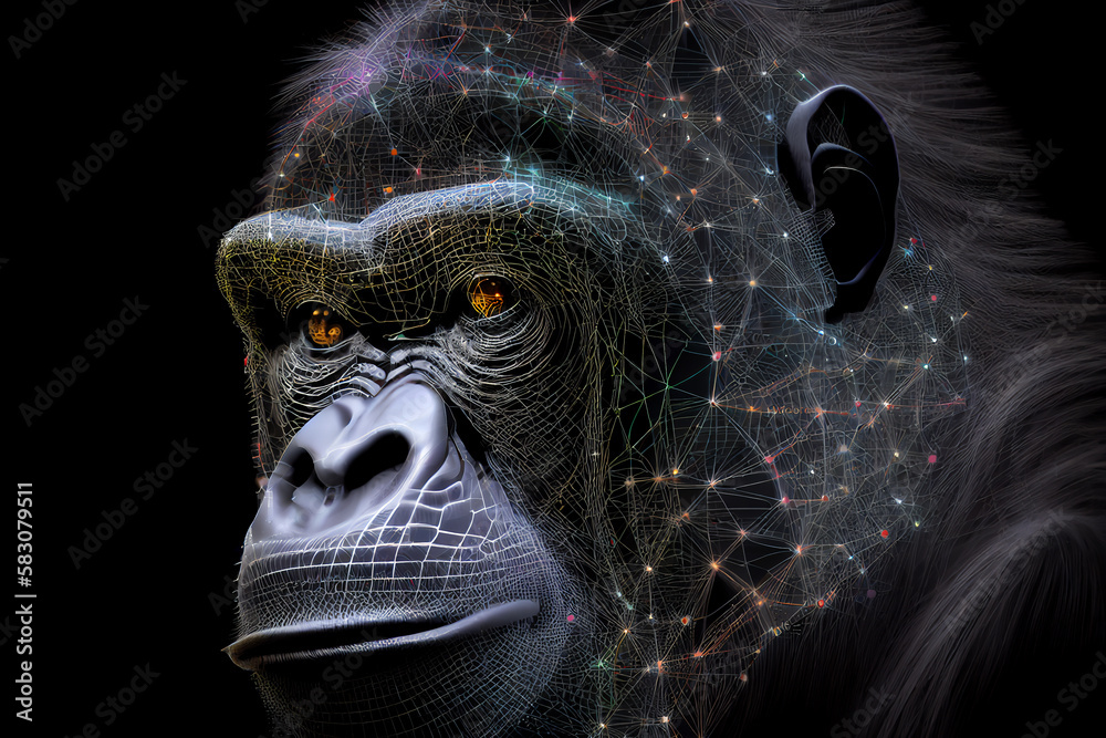 Neural network of a gorilla brain with data and artificial intelligence ...