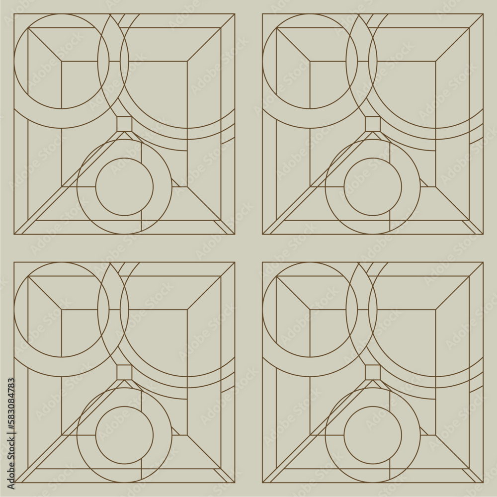 Geometric Pattern With Minimalist Mid Century Modern Line Art Pattern ...