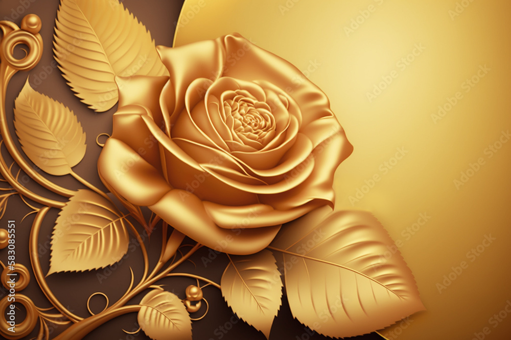Shiny rose gold flower luxury background. Greeting card or template ...