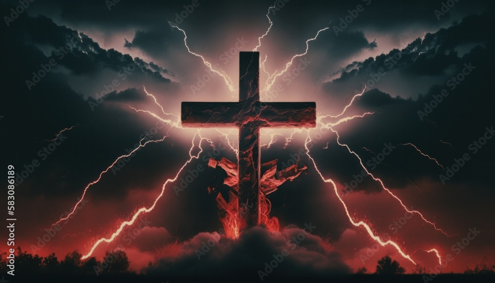 Exorcism red satanic cross fantasy background concept generative ai ...