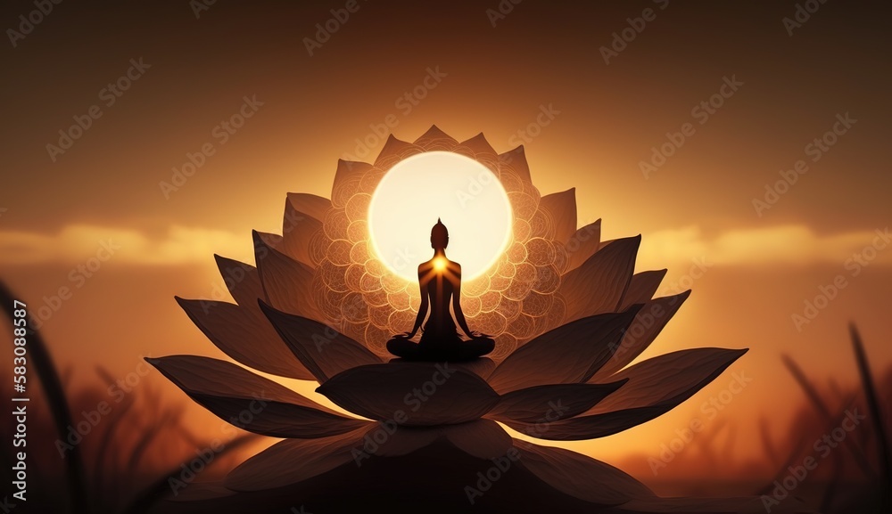 Yoga Day with sunset background, Generative ai Stock Illustration ...