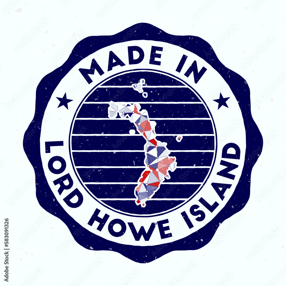 Made In Lord Howe Island. Island round stamp. Seal of Lord Howe Island ...