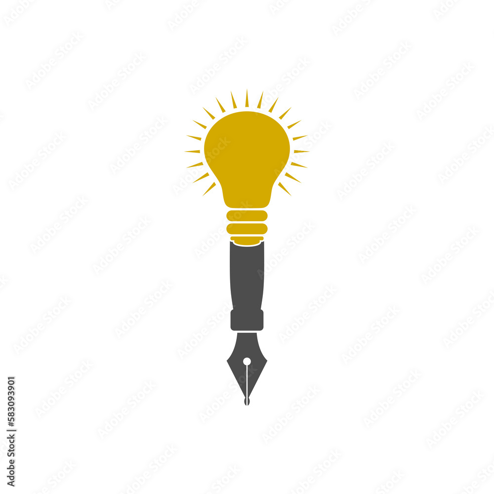 Light bulb and pencil logo template isolated on transparent background ...