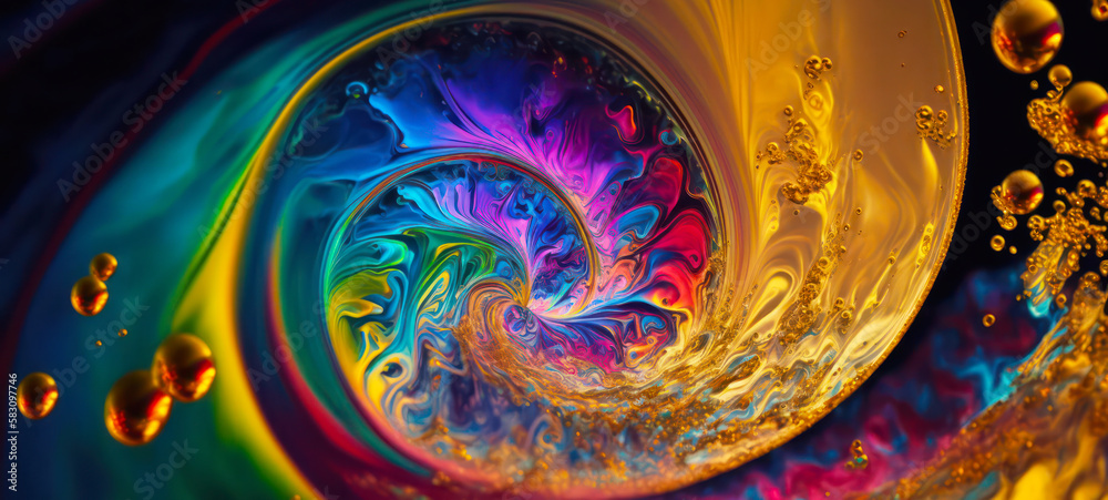 Unity of colors creating gold. Various colors in a swirl creating a ...
