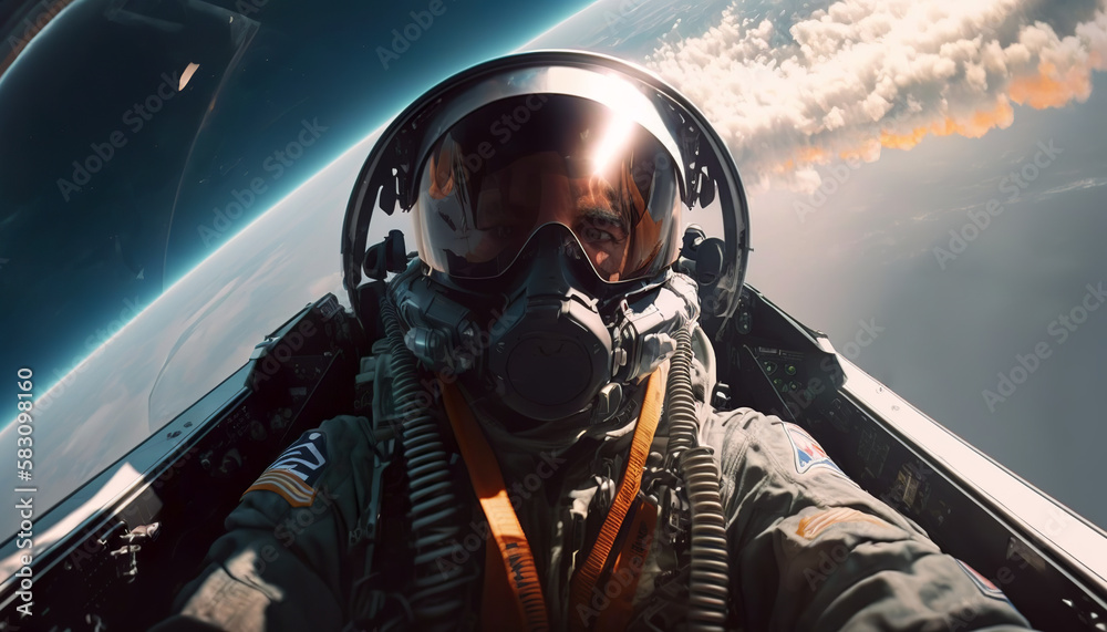 Jet Fighter pilot, Cockpit view, Sunlight, Generative AI Stock ...