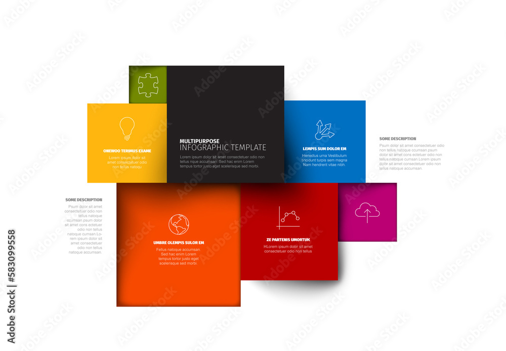 Multipurpose colorful mosaic infographic made from squares Stock ...