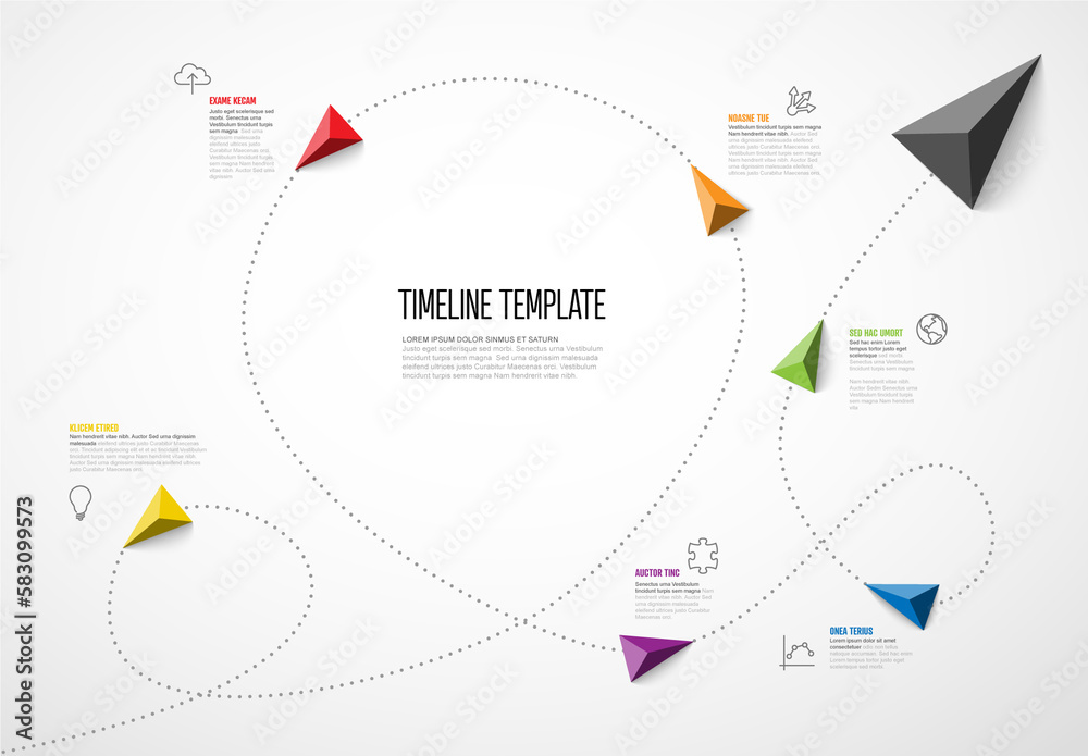Infographic dotted curved timeline template with triangle arrows Stock ...