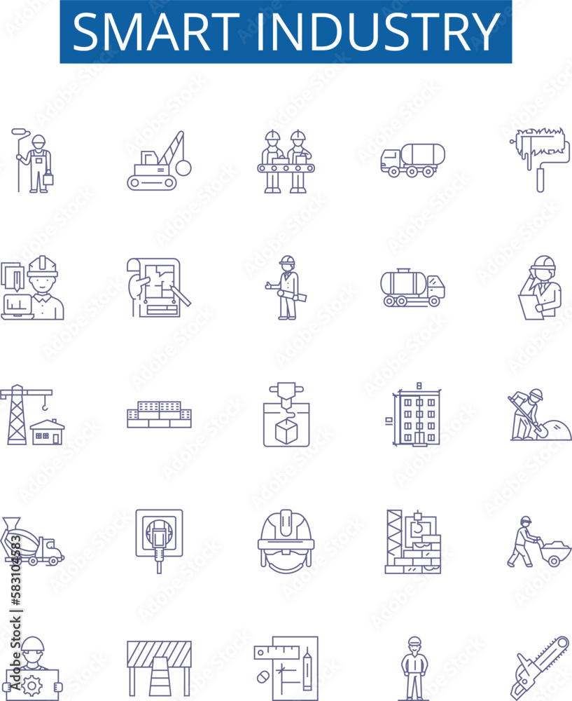Smart industry line icons signs set. Design collection of Industry 40 ...