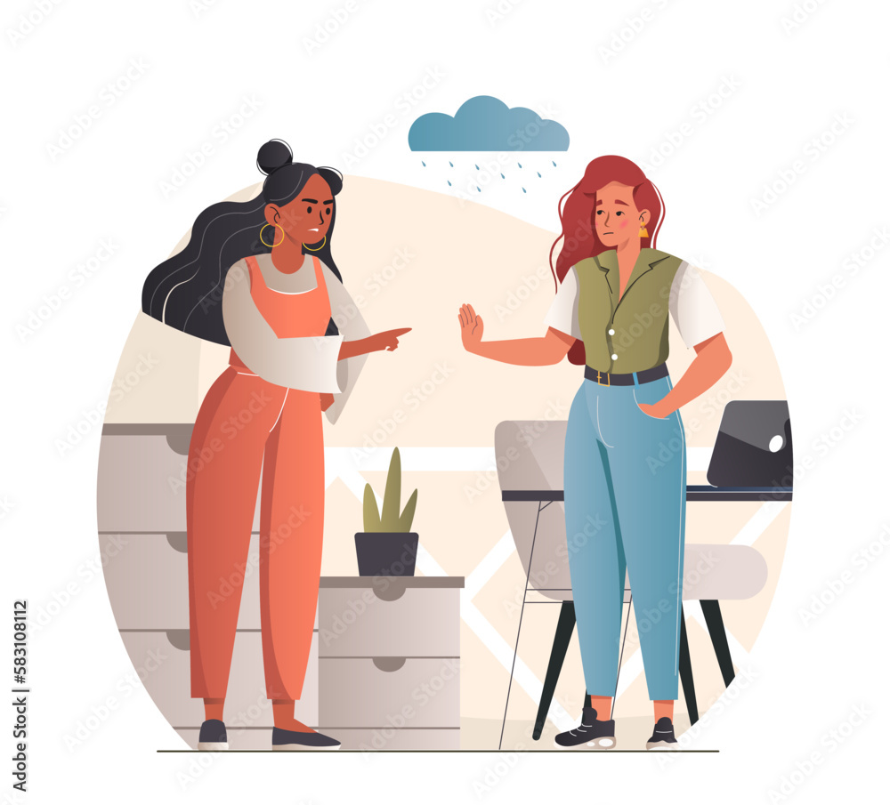 Toxic communication and conflict between colleagues at work. Aggressive ...