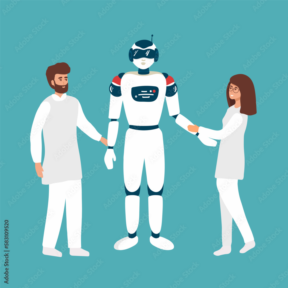 Cartoon Nano Tech Research Center for AI Creation. Scientists ...