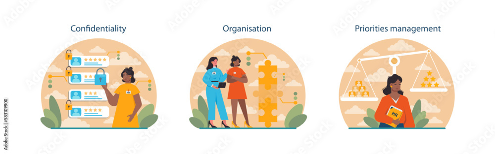 Human resources manager soft skills set. HR agent competencies Stock ...