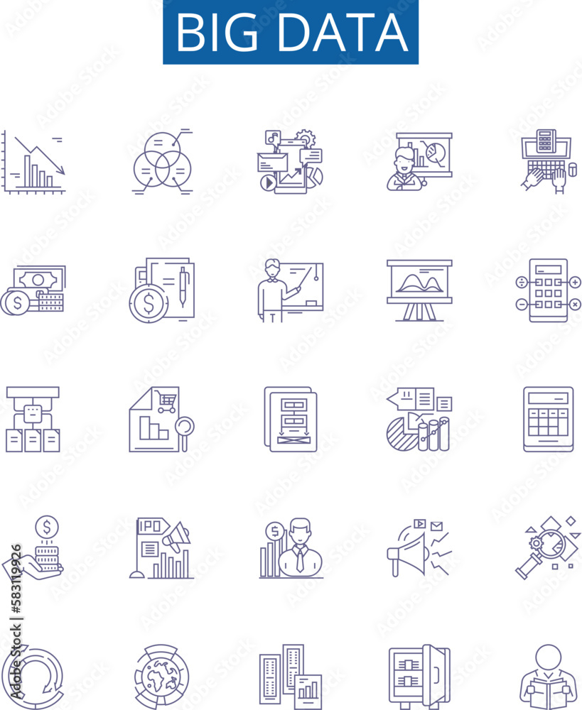 Big data line icons signs set. Design collection of Analytics, Storage ... Big data line icons signs set. Design collection of Analytics, Storage ...