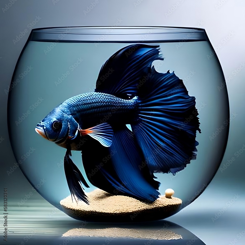 Black Betta fish in an aquarium, color fish, betta fish, fish in a bowl ...