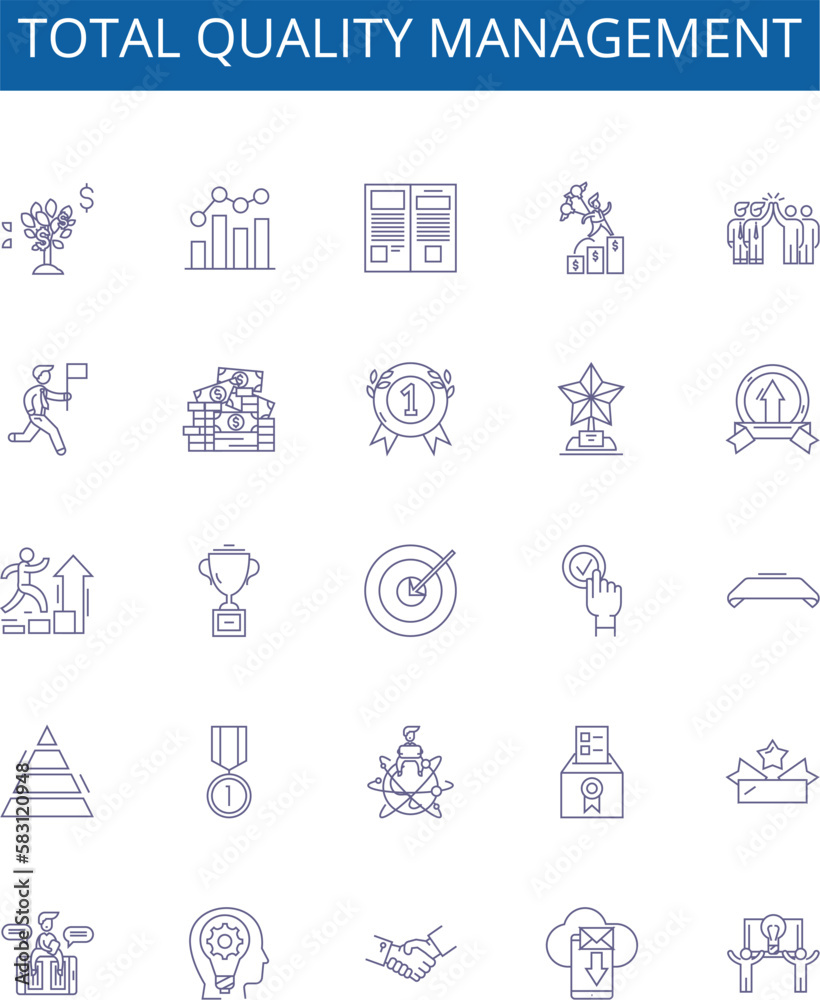 Total quality management line icons signs set. Design collection of ...