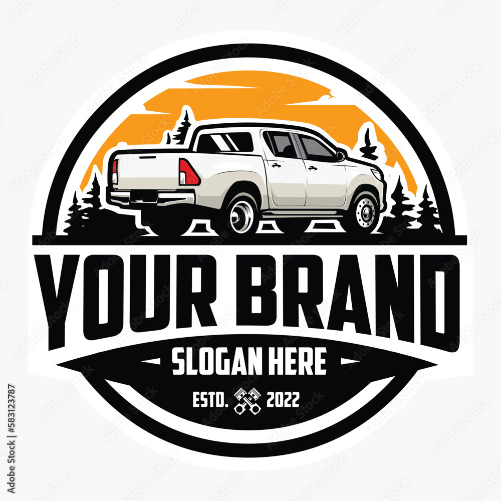 Double Cabin Adventure Pickup Truck Circle Emblem Logo Vector Isolated ...