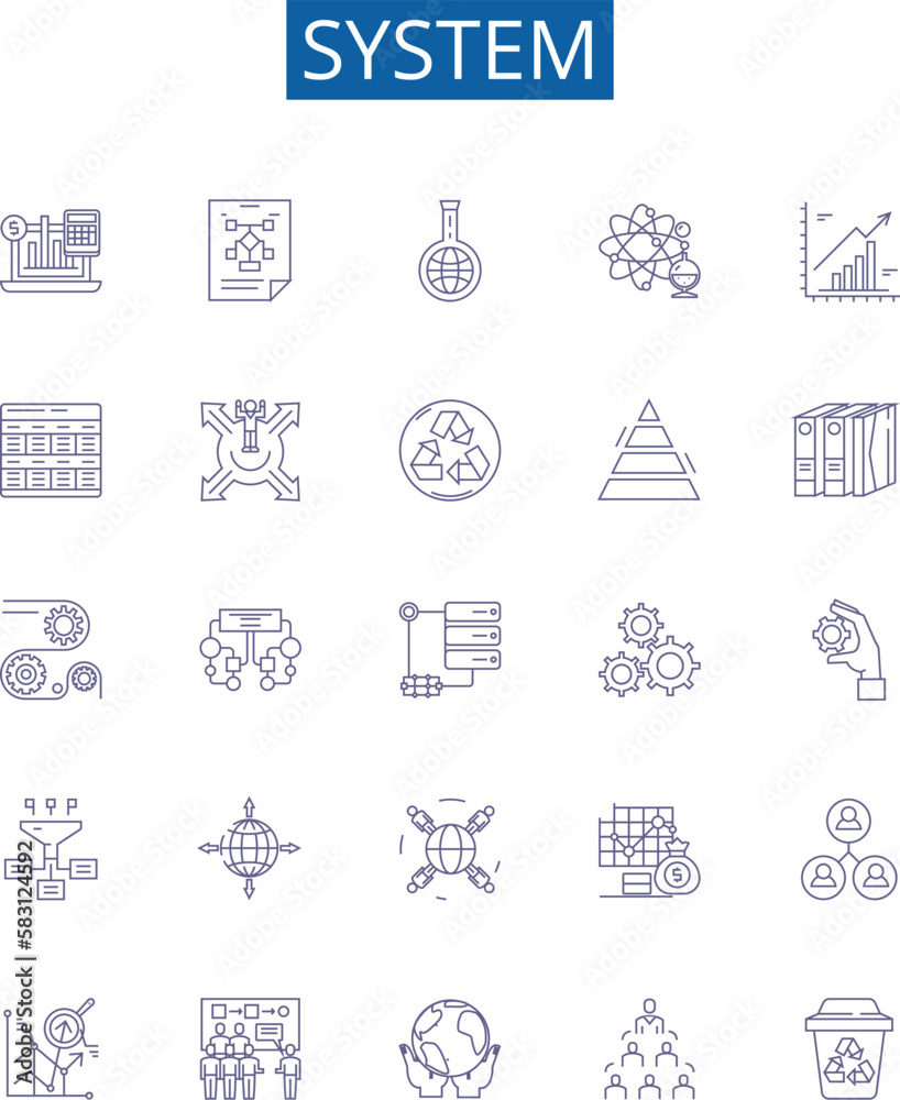 System line icons signs set. Design collection of System, Network ...