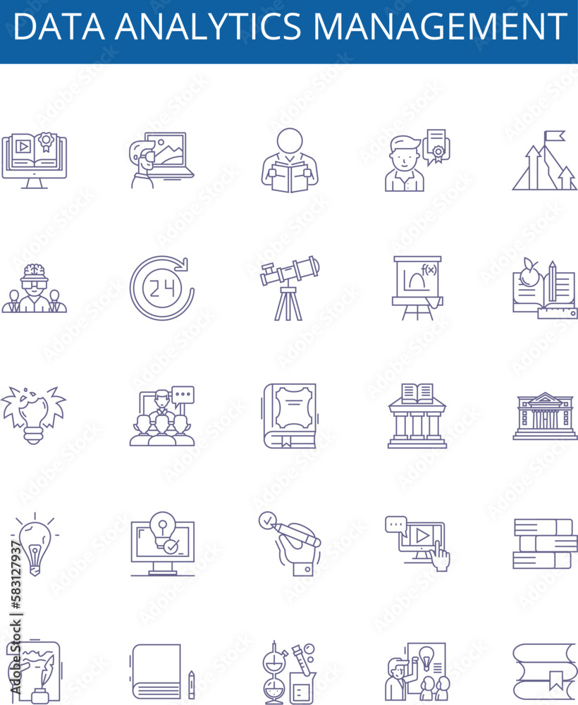 Data Analytics Management Line Icons Signs Set Design Collection Of Data Analytics Management