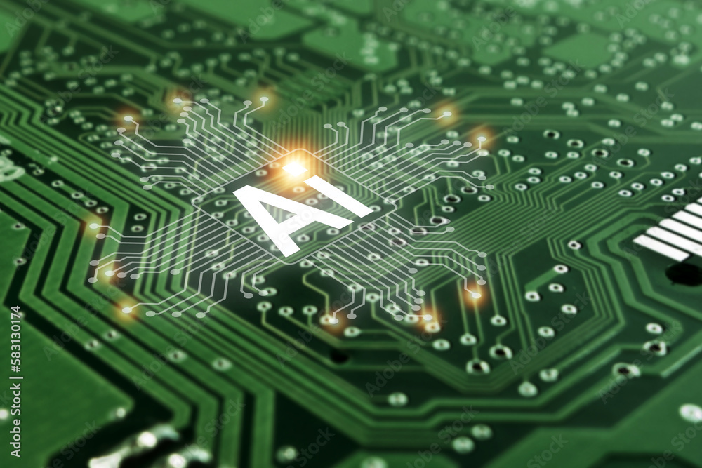 Computer motherboard components printed circuit board with augmented ...