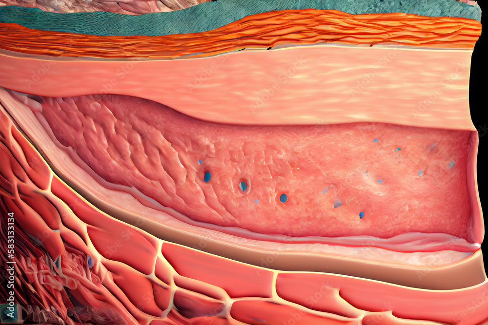 Cross-section of the skin abstract: This image shows the different ...