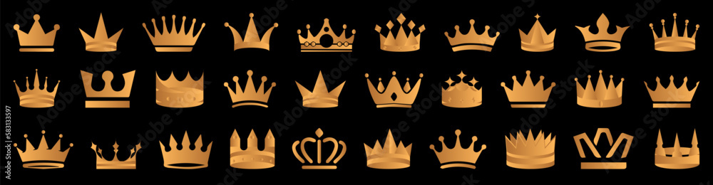 Poster Set of crown icons. Golden crown icon collection – Tableau ...