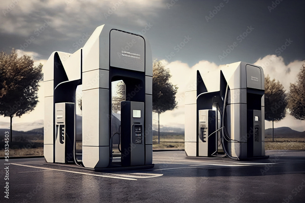 These images often feature the sleek design of charging stations ...
