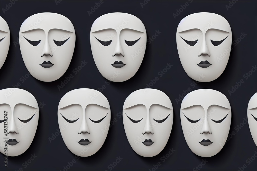Carnival or theatrical masks with different emotions. Masks expressing ...
