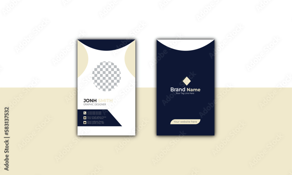 Modern Vertical Double-sided Business Card Template. Vertical business ...