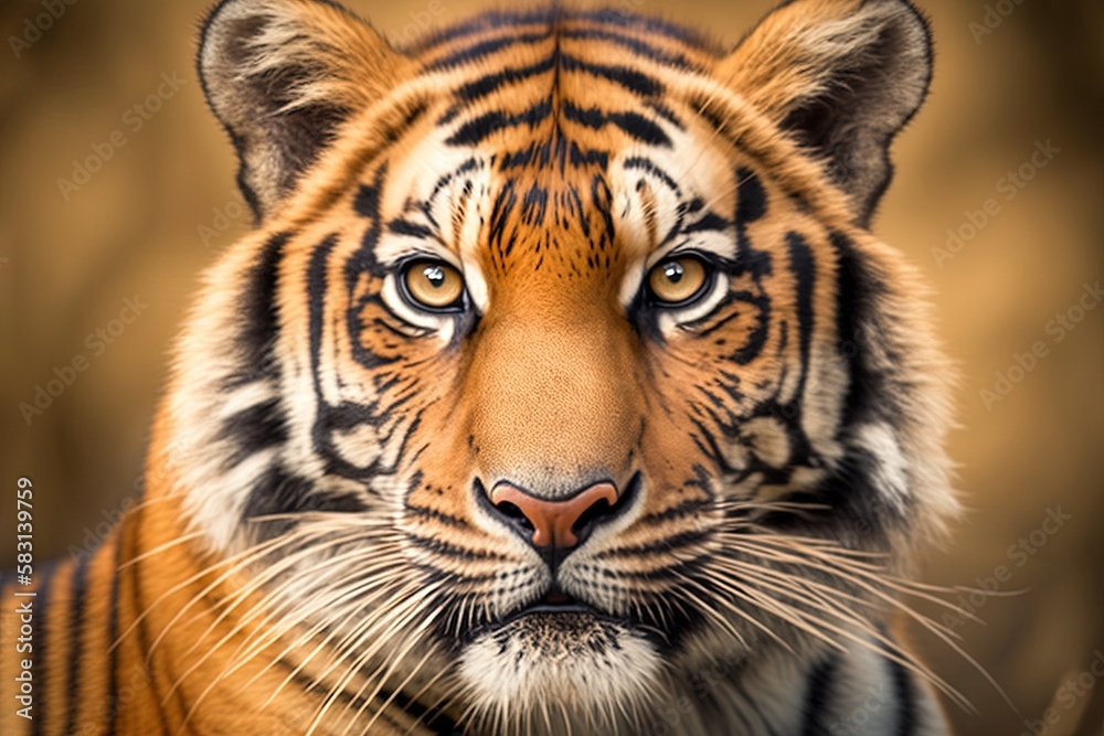 Picture shows a baby bengal tiger's head in profile. Generative AI ...