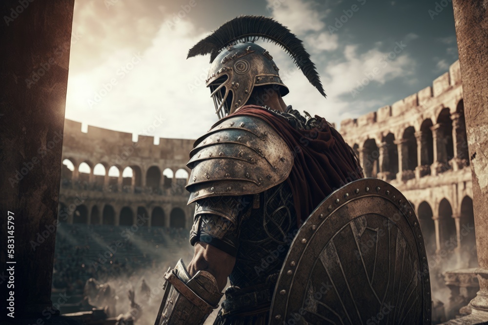 Roman gladiator inside the coliseum, Gladiator inside battle arena ...