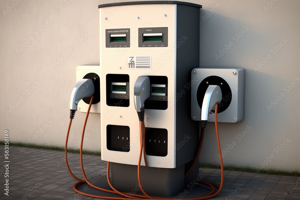 electric car charging station with multiple ports for simultaneous ...