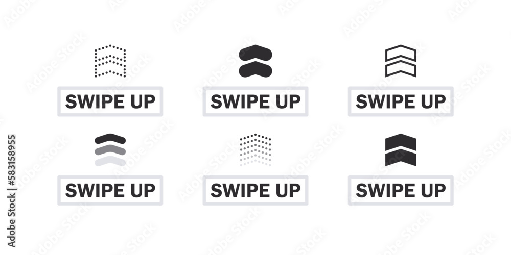 Swipe up icons. Slide signs. Conceptual swipe symbols. Scrolling slide ...