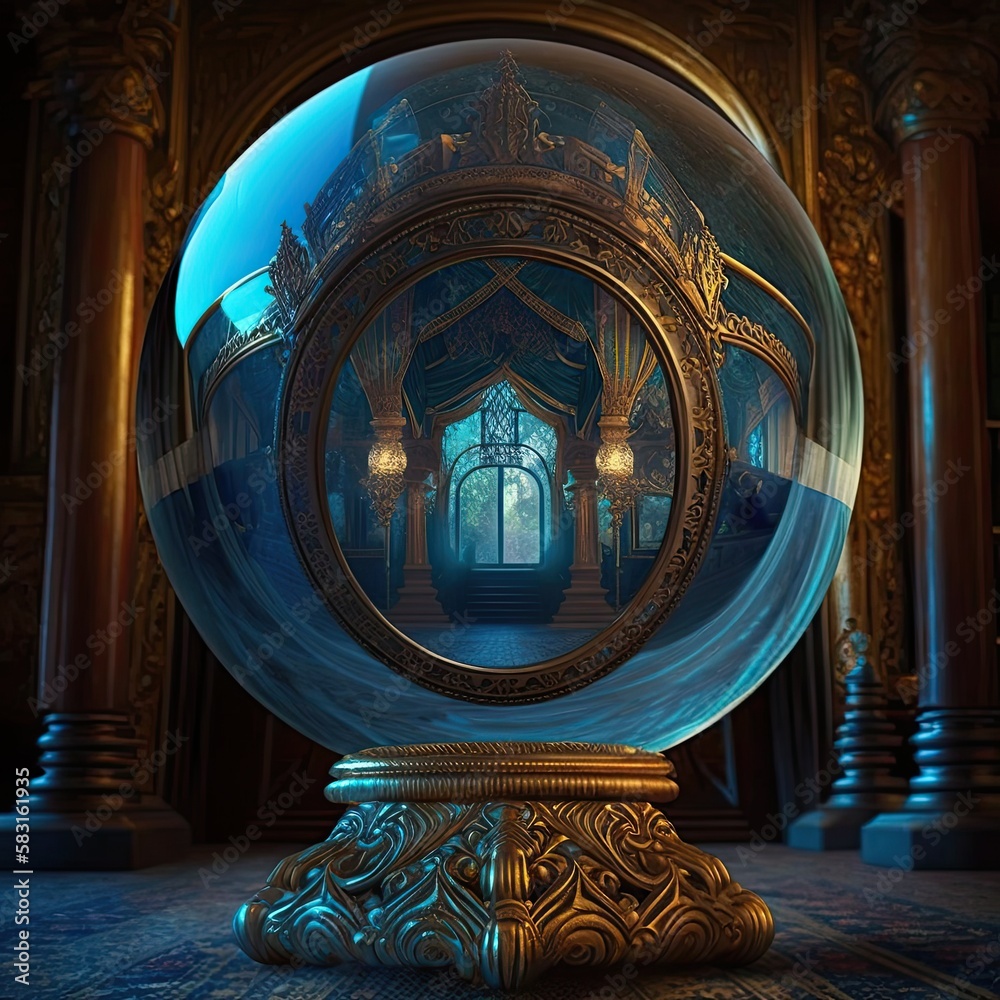 Mystical Blue Crystal Ball in a Gothic Mansion: A Fantasy Scene of ...