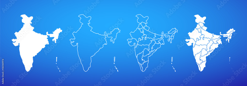 Flat India Map Set Vector Illustration Stock Vector | Adobe Stock