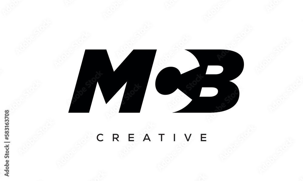 Vetor de MCB letters negative space logo design. creative typography ...