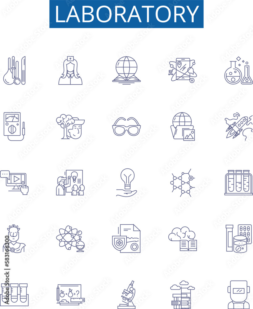 Laboratory line icons signs set. Design collection of Lab, Research ...