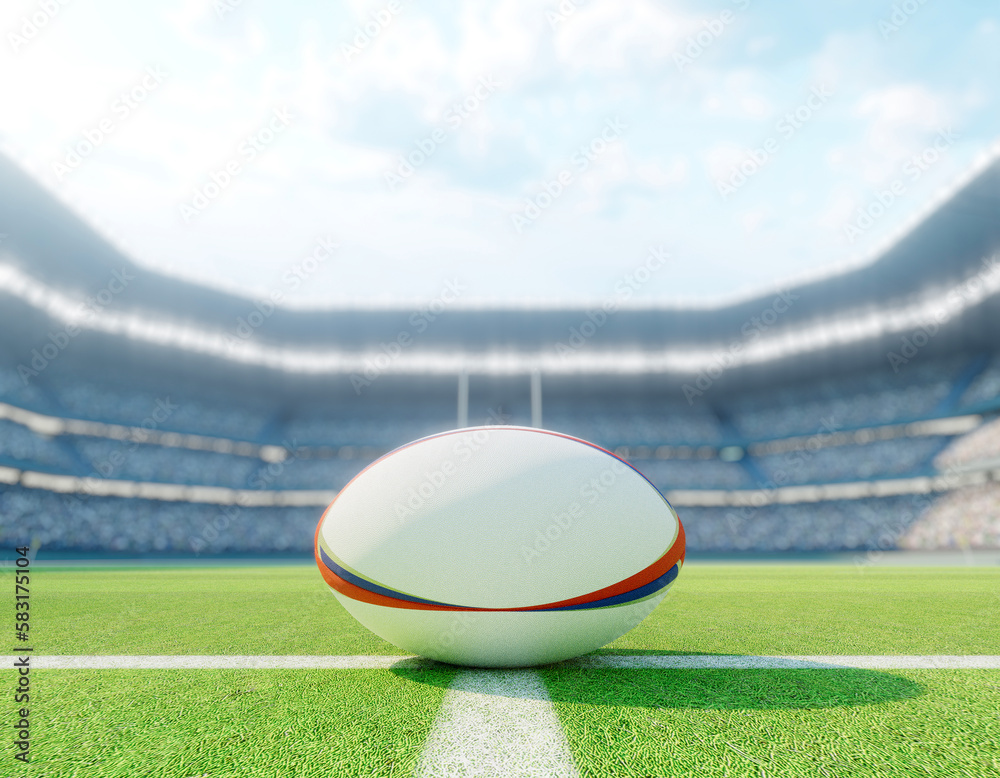 Rugby Stadium with Rugby Ball Stock Illustration | Adobe Stock