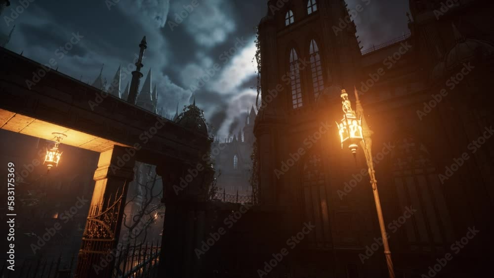 Camera is flying to the tower of a gothic church - realistic 3d ...