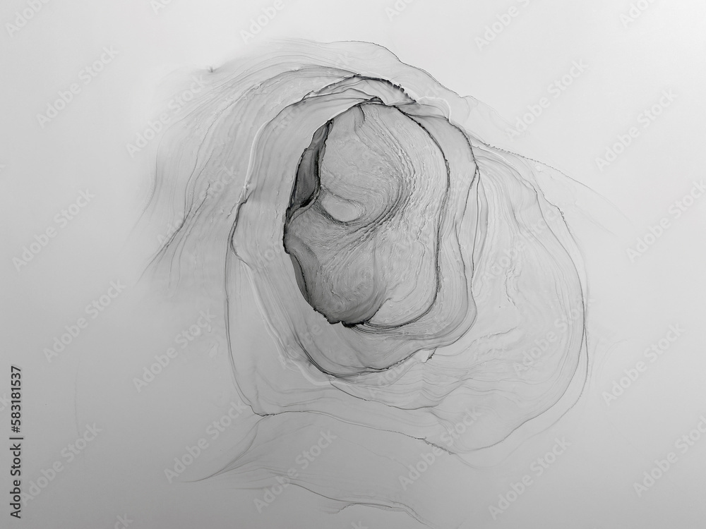 Abstract grey art — black and white background, beautiful smoky smudges ...