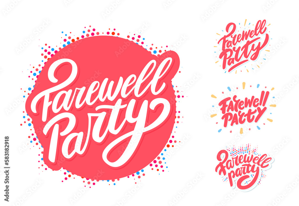 Farewell party. Vector handwritten letterings. Stock Vector | Adobe Stock