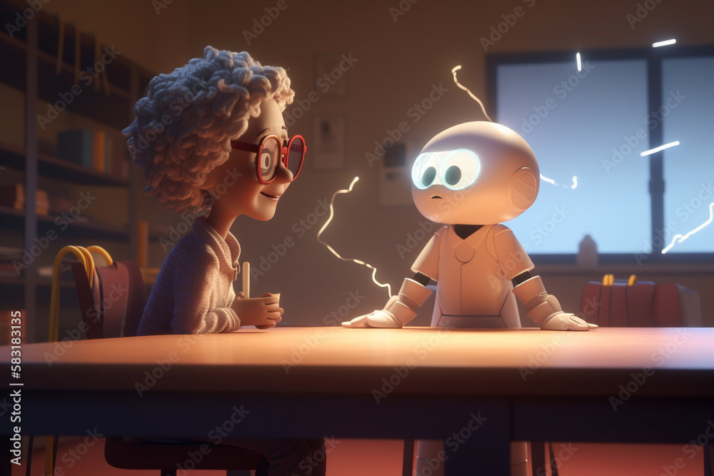 AI Chat Bot Helps Student with Homework. Tutoring with AI Chat Bot. AI ...