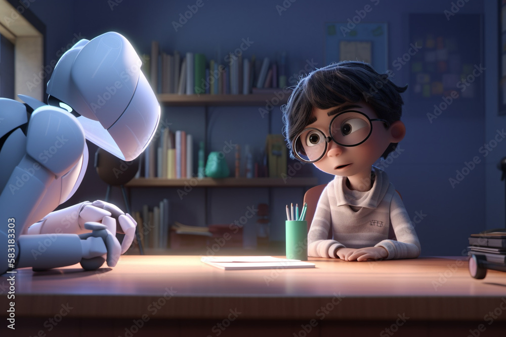 AI Chat Bot Helps Student with Homework. Tutoring with AI Chat Bot. AI ...