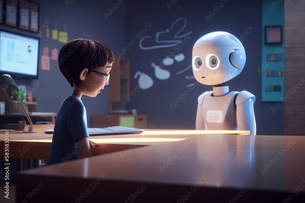 AI Chat Bot Helps Student with Homework. Tutoring with AI Chat Bot. AI ...