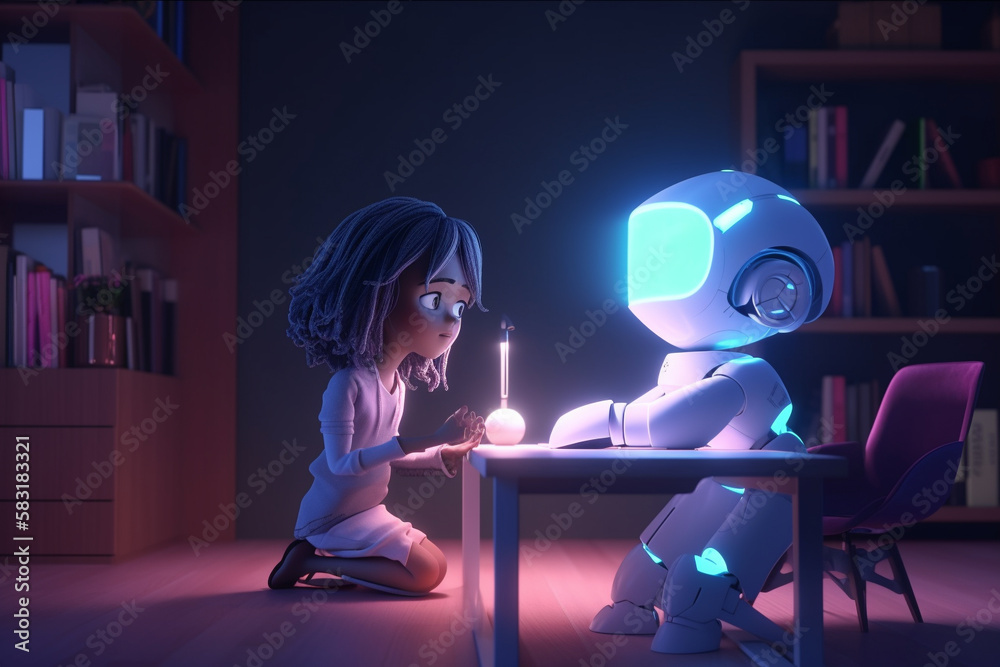 AI Chat Bot Helps Student with Homework. Tutoring with AI Chat Bot. AI ...