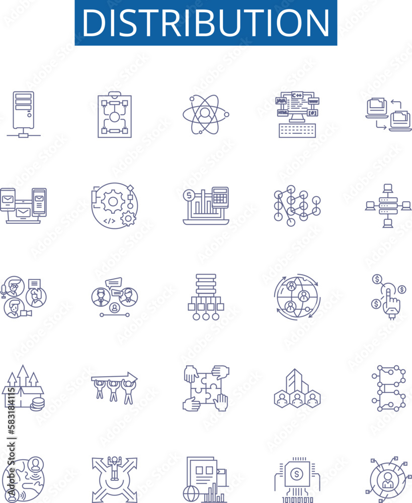 Distribution line icons signs set. Design collection of Distribute ...