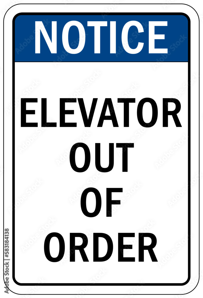 Elevator warning sign and labels elevator out of order Stock Vector ...